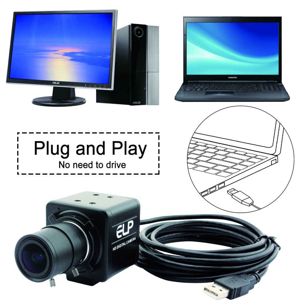 Elp 3mp Wdr Dynamic Range Up To 100 Db Uvc Otg Usb Webcam Camera Module With 5 50mm Lens For