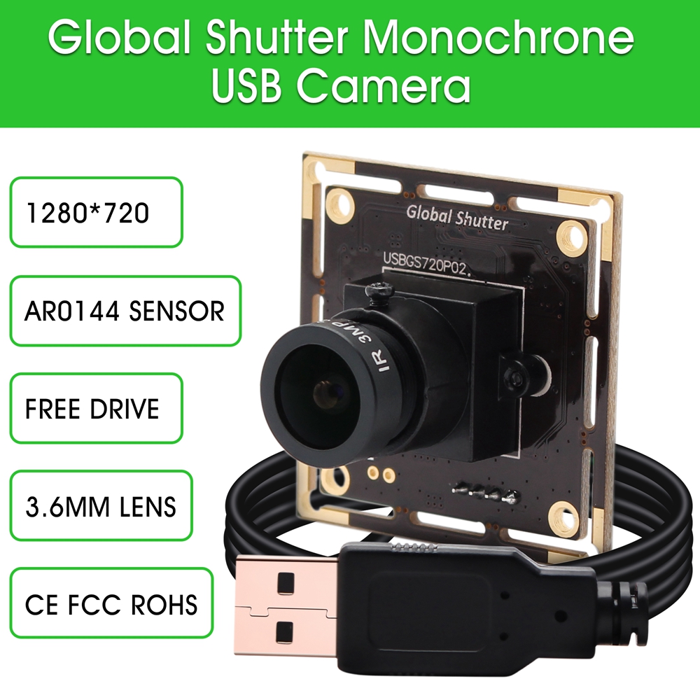 ELP Global Shutter USB Webcam High Speed 60fps 1280*720P Camera Module Aptina AR0144 UVC ...