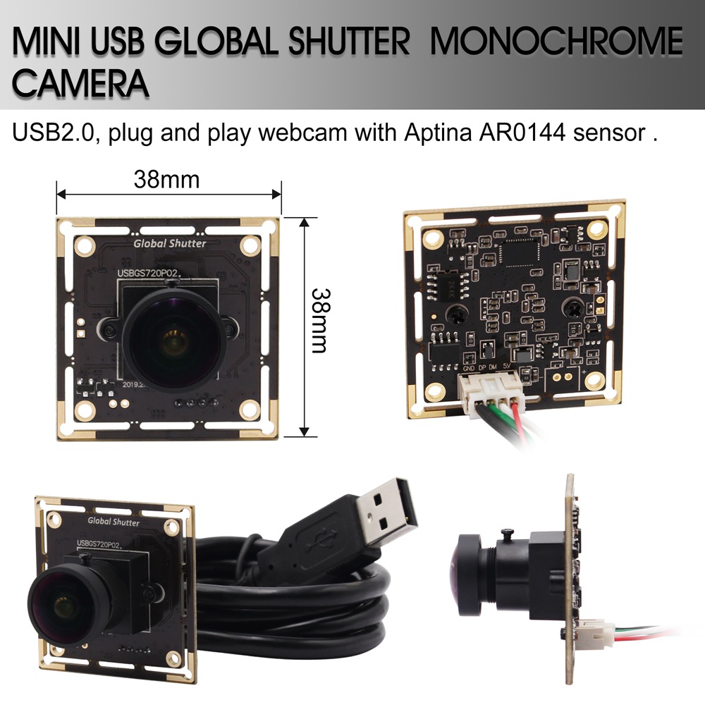 ELP Wide Angle HD Global Shutter USB Camera Module MJPEG 60fps 1280*720 Aptina AR0144 Webcam for ...